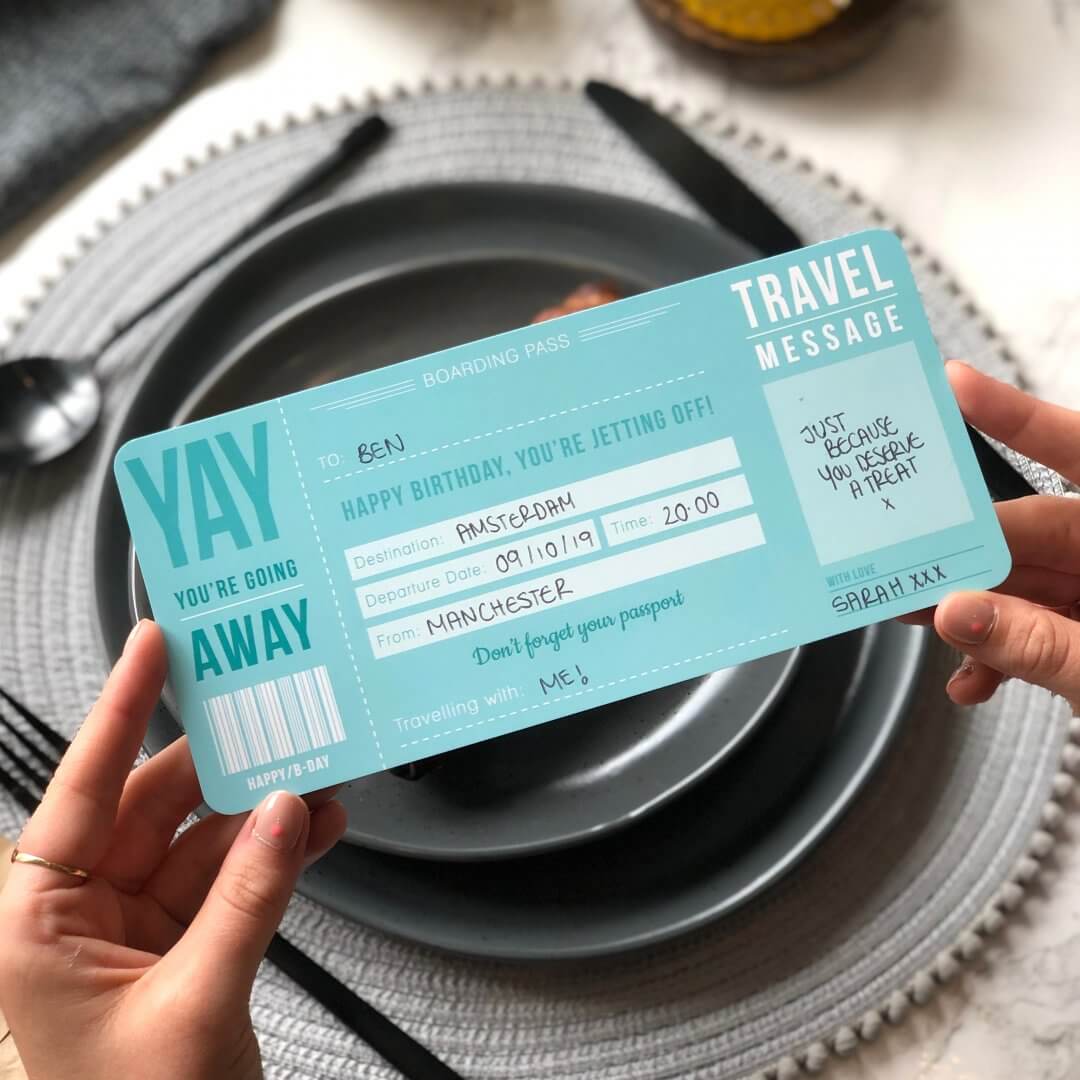 Blue Birthday Boarding Pass Travel Ticket - Designed by Rodo Creative