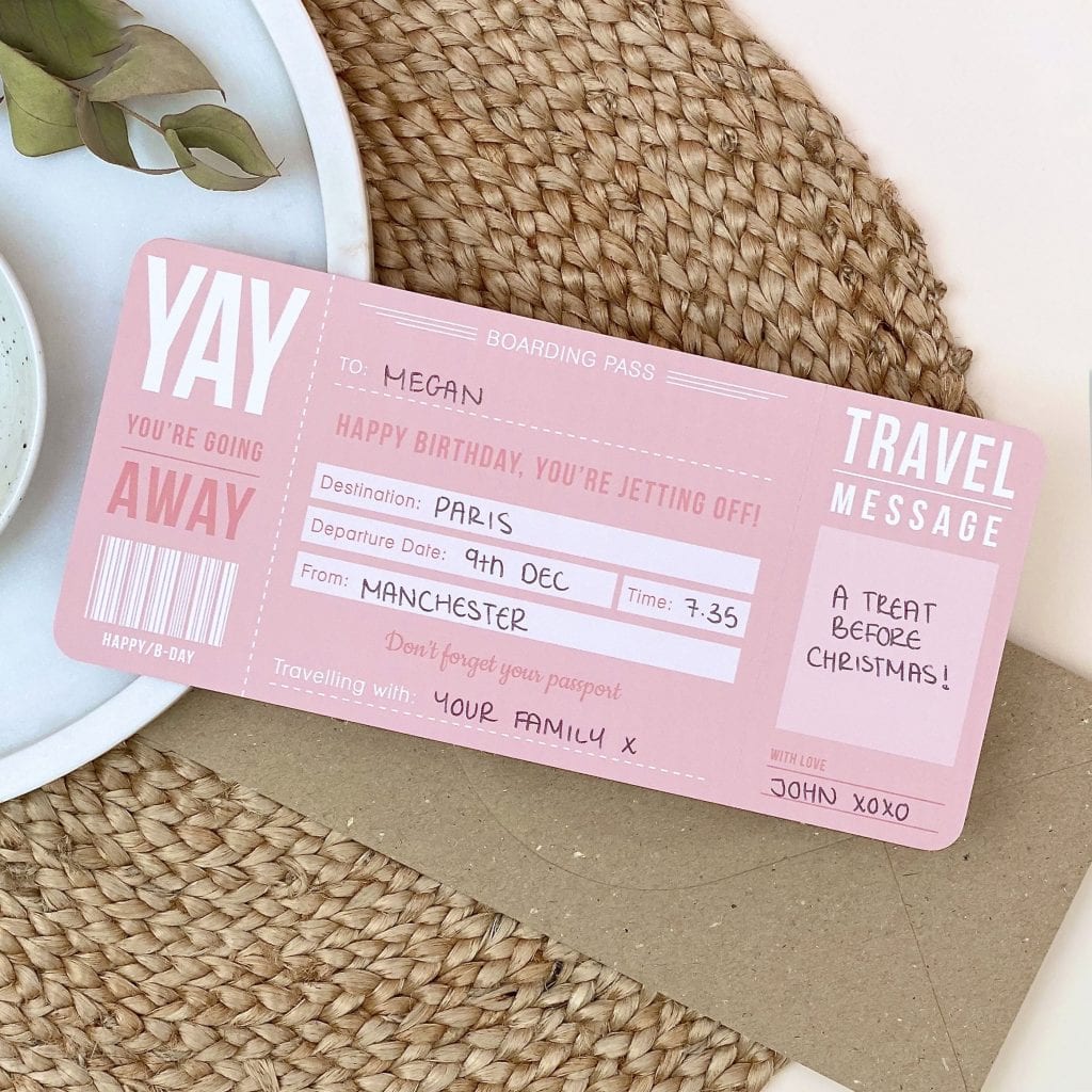 Pink Birthday Boarding Pass Travel Gift - Designed by Rodo Creative