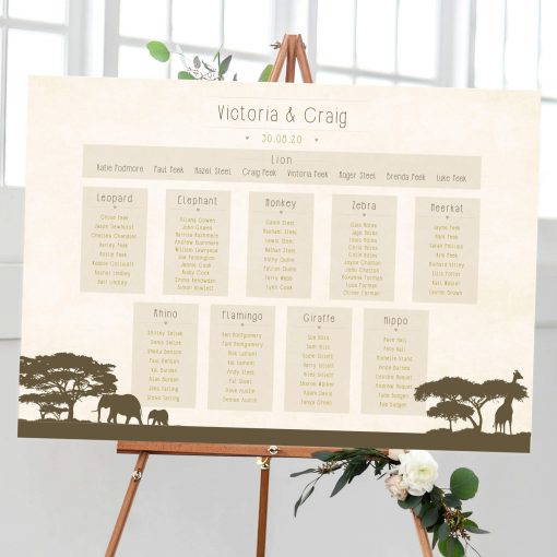 Safari Wedding Table Plan - Designed by Rodo Creative in Manchester