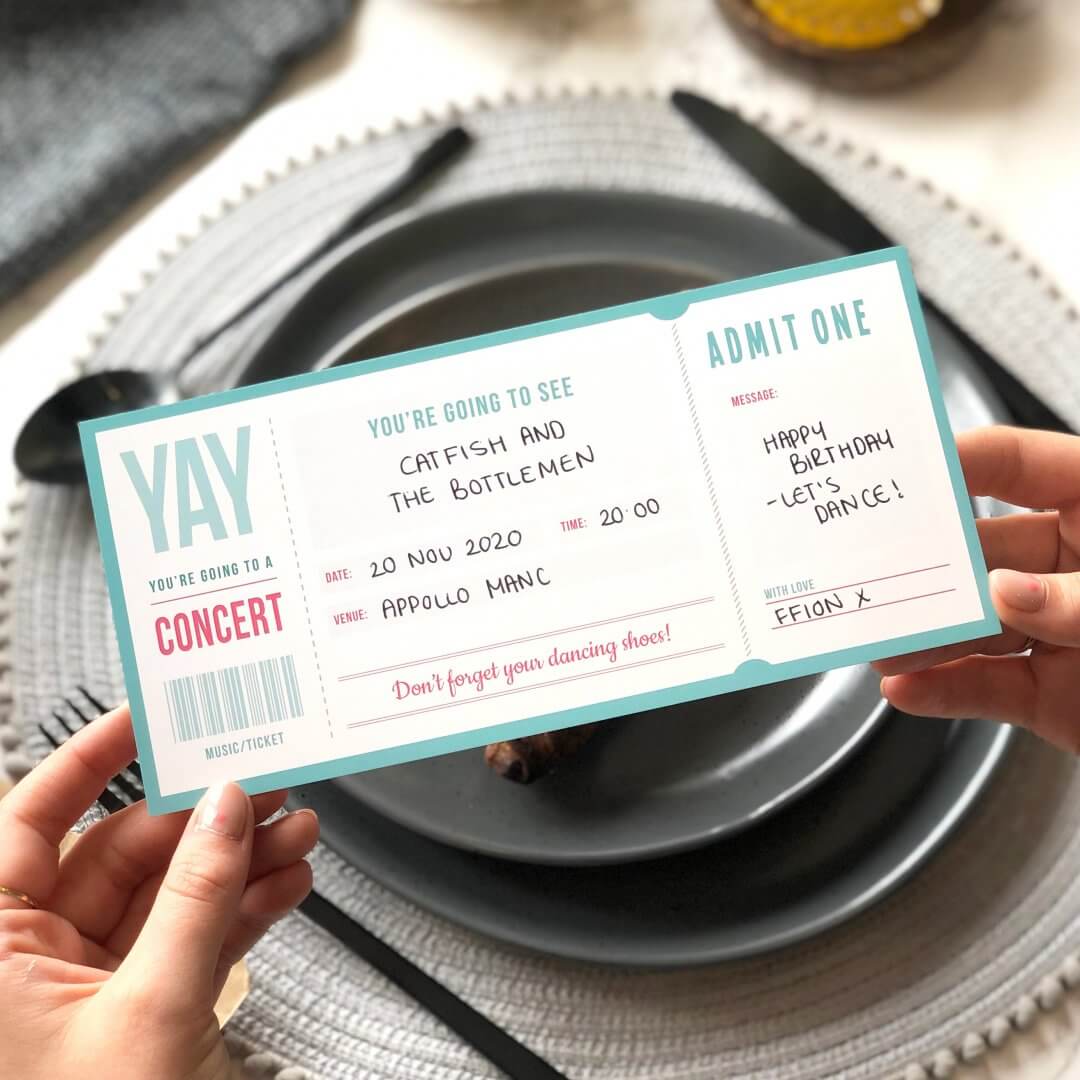 Music Ticket Gift for that Special Someone, can be personalised by Rodo ...