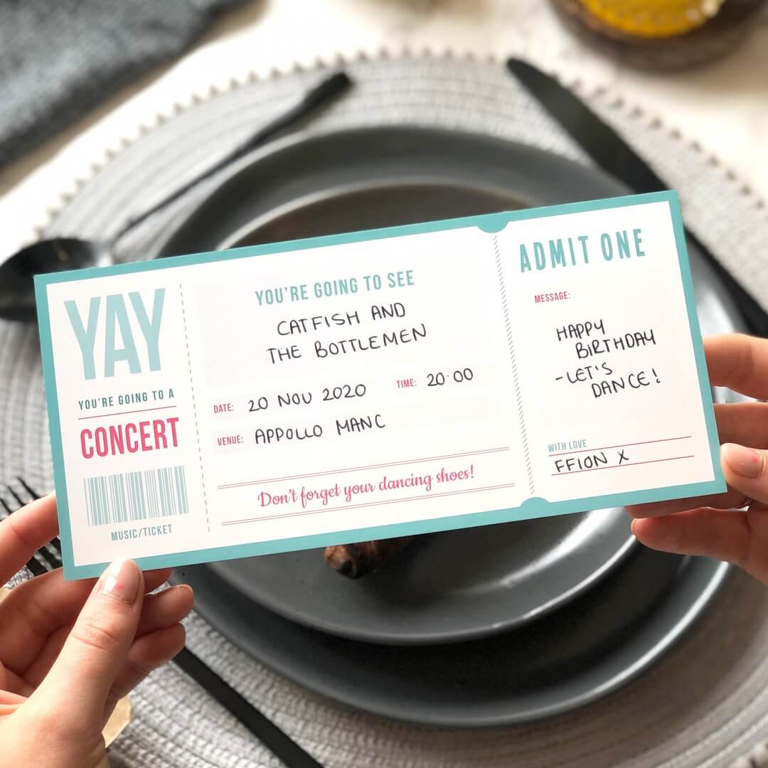 Music Ticket Gift for that Special Someone, can be personalised by Rodo ...