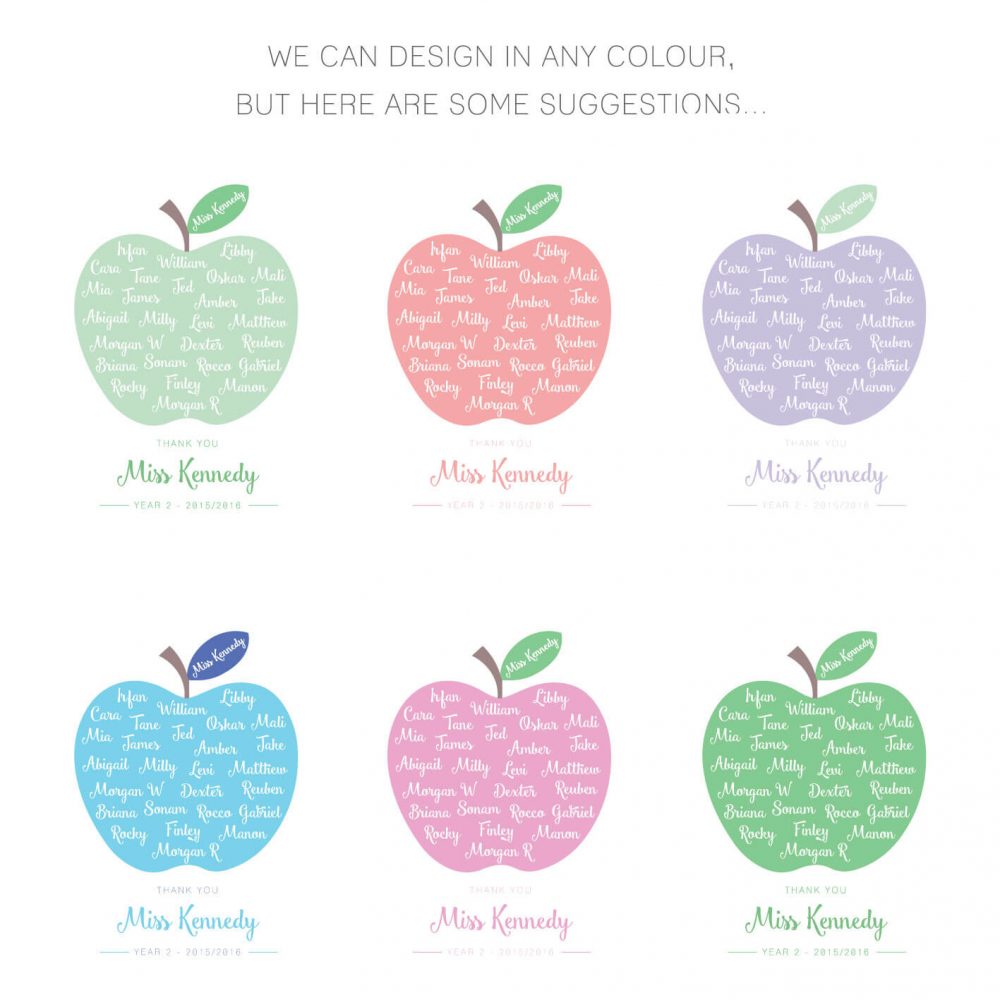 Personalised Teacher Gift Apple Print - Rodo Creative