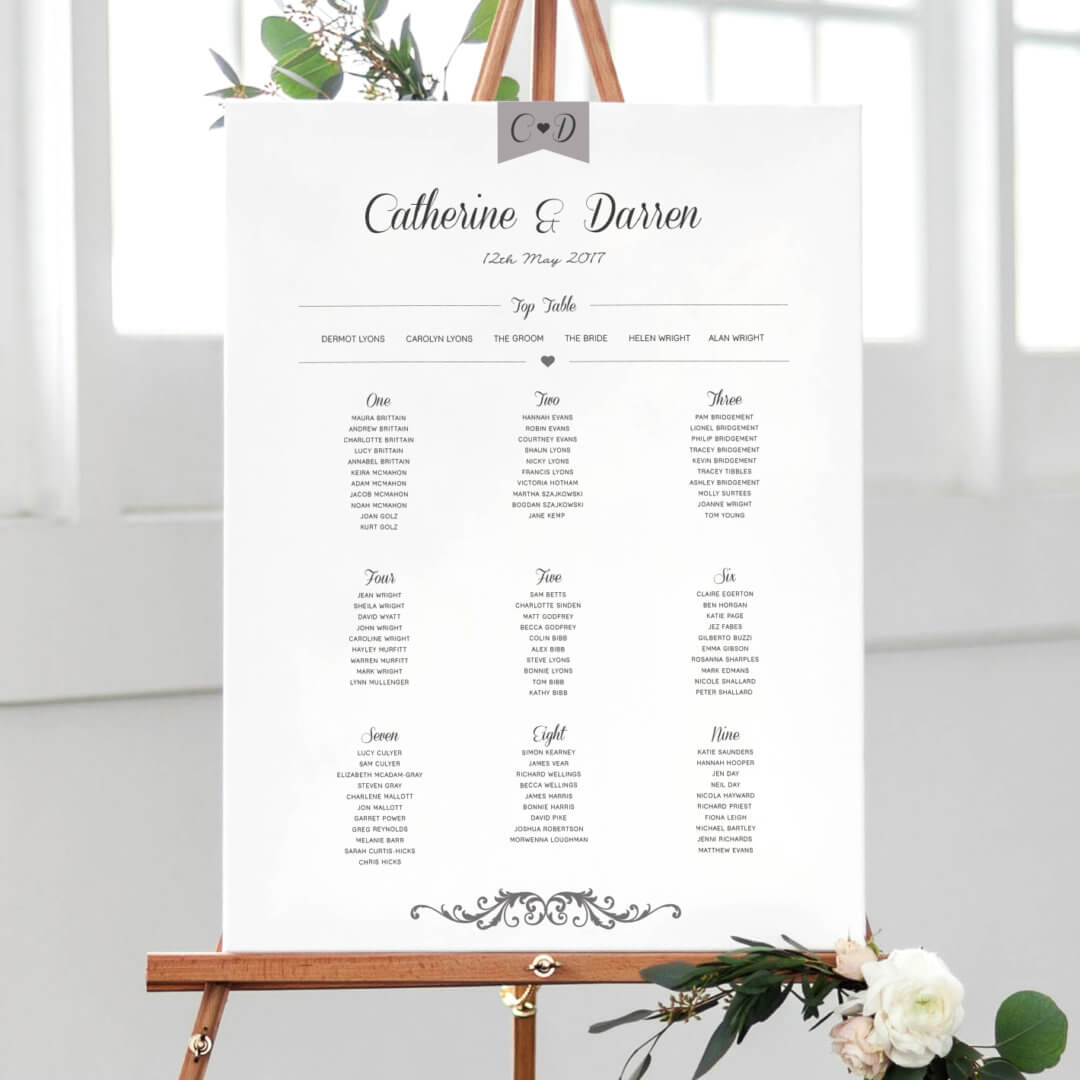 Elegant Type Table Plan designed in Manchester by Rodo Creative