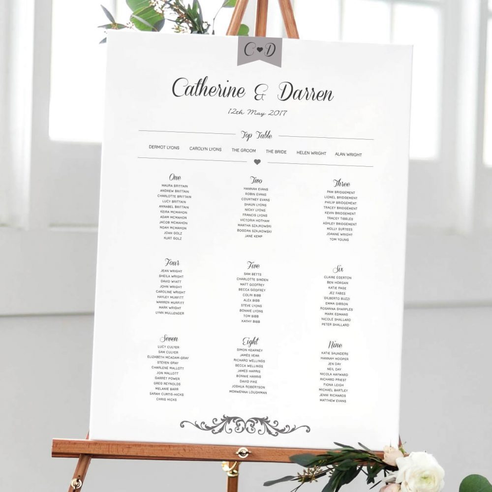 Elegant Type Table Plan designed in Manchester by Rodo Creative