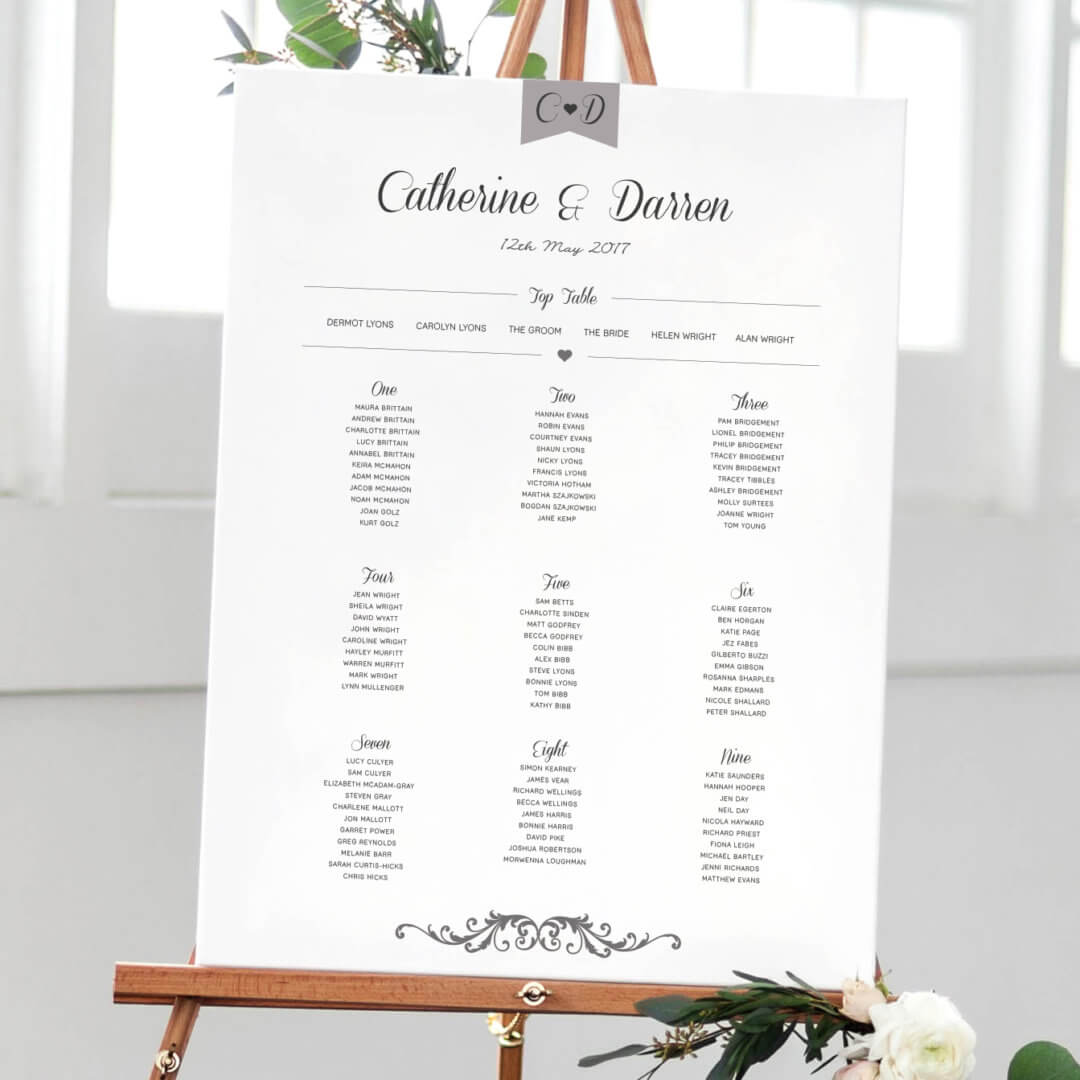 Elegant Type Table Plan designed in Manchester by Rodo Creative