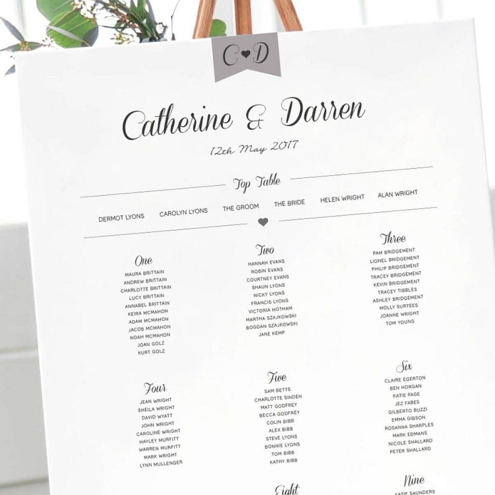 Elegant Type Table Plan designed in Manchester by Rodo Creative