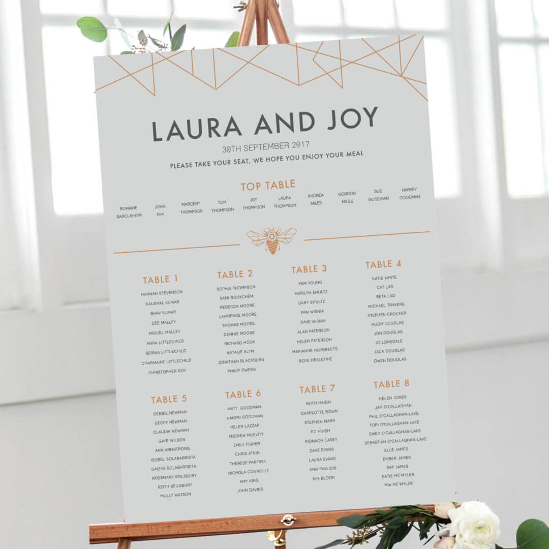 Geometric Table Plan - Designed by Rodo Creative in Manchester
