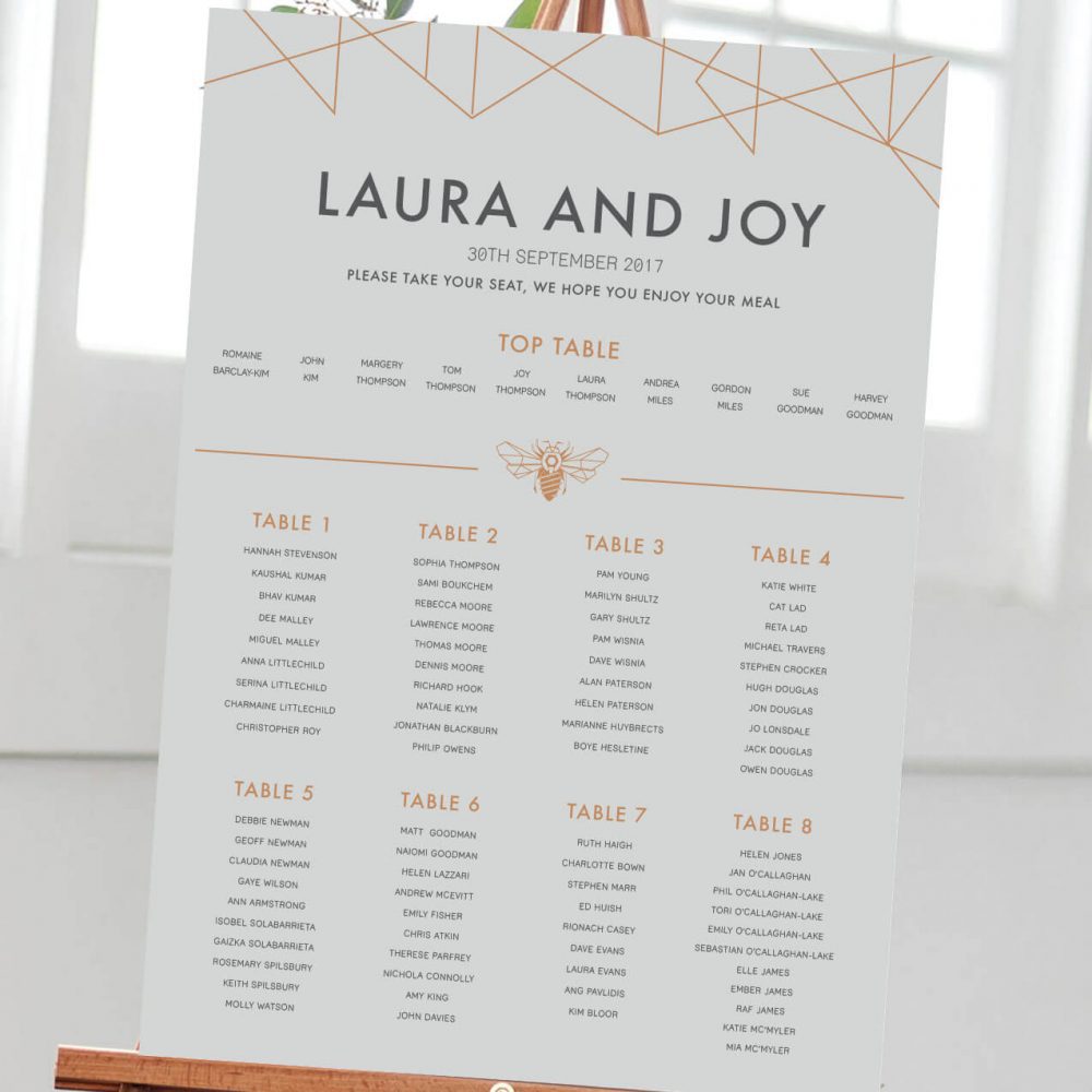Geometric Table Plan - Designed by Rodo Creative in Manchester