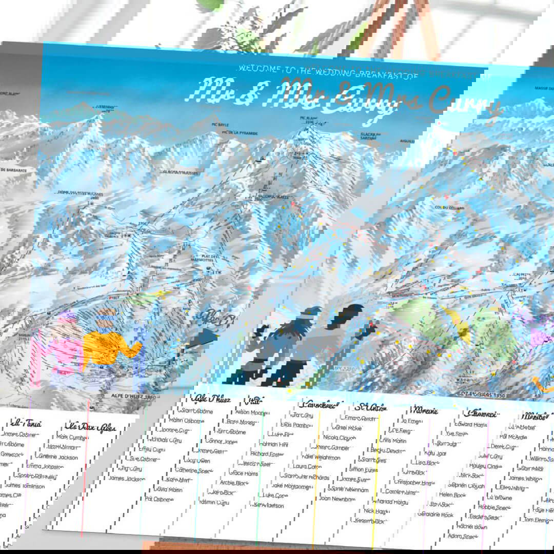 Ski Slope Landscape table plan designed by Rodo Creative in Manchester