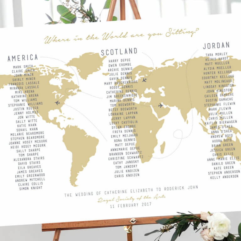 Where In The World Table Plan, pin point your favourite destinations.