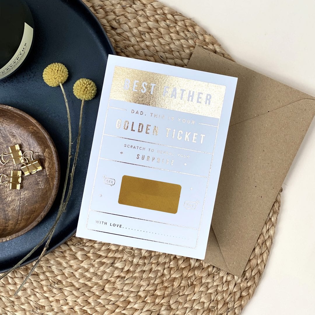 Dad's Golden Ticket Card - Designed by Rodo Creative in Manchester