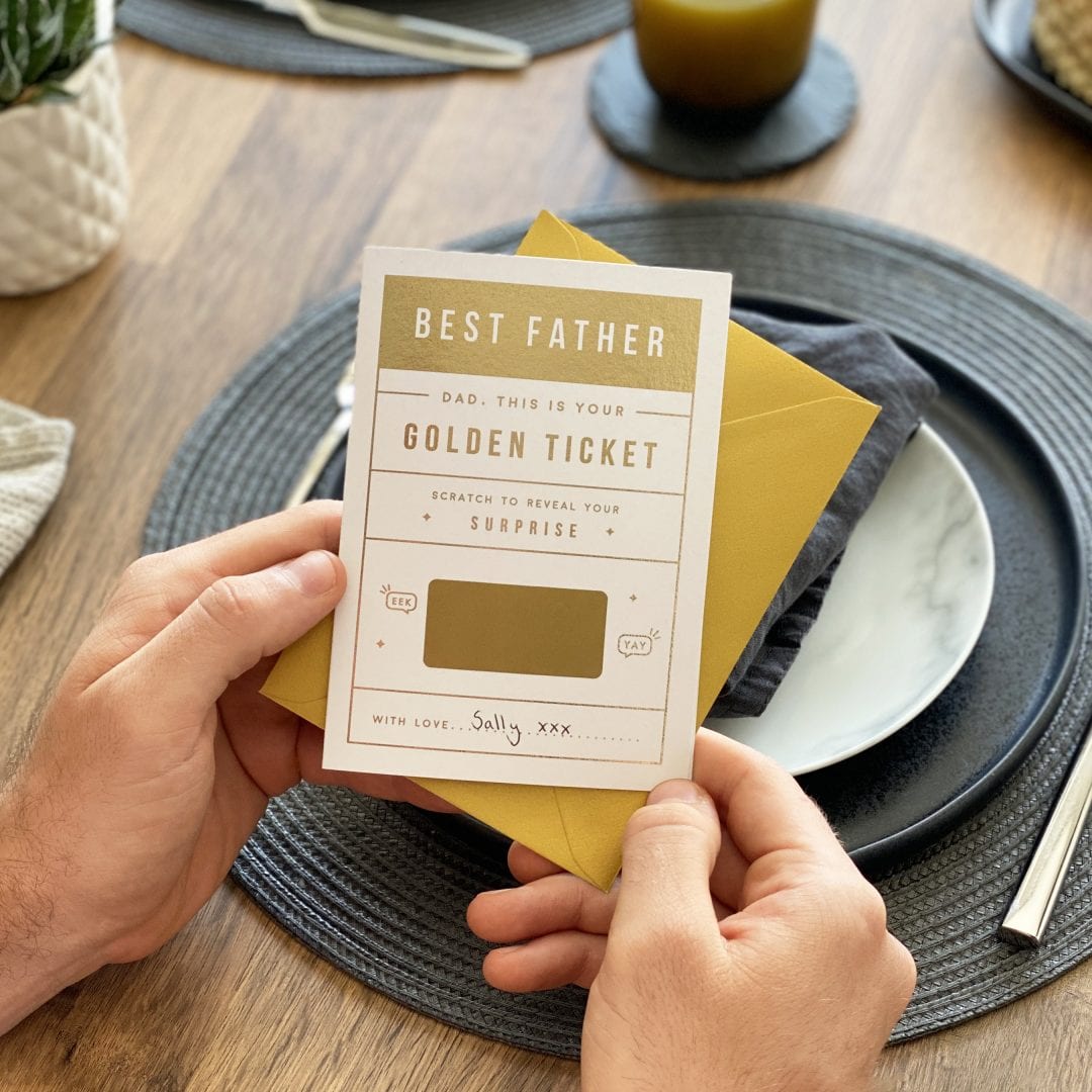 Dad's Golden Ticket Card - Designed by Rodo Creative in Manchester