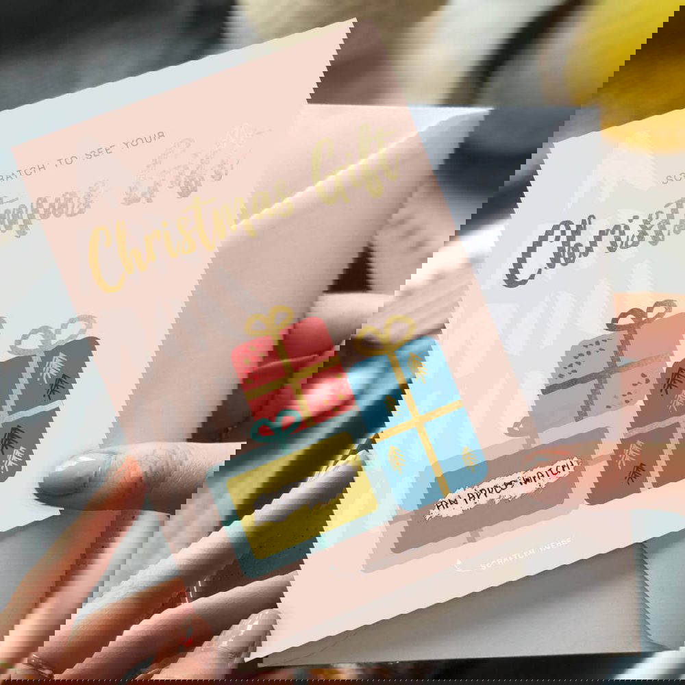 Christmas Gift Surprise Scratch Card By Rodo Creative in Manchester.
