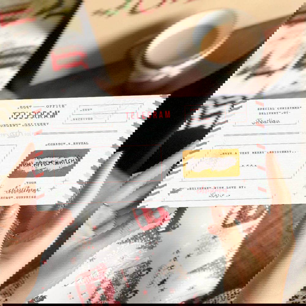 Christmas Telegram Gift Card - Scratch to reveal, by Rodo Creative