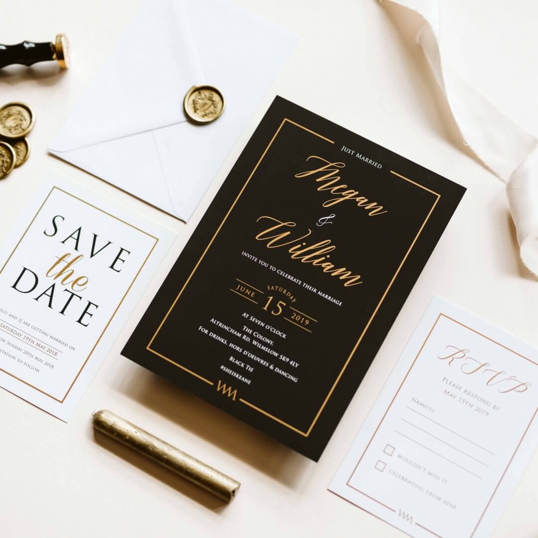 Black and Gold Lux Wedding Invitations - Designed Rodo Creative