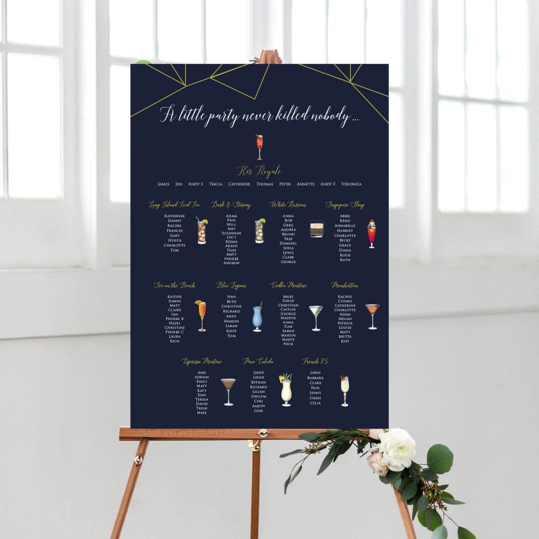 Cocktails Table plan for a Wedding or Special Occasion - By Rodo Creative