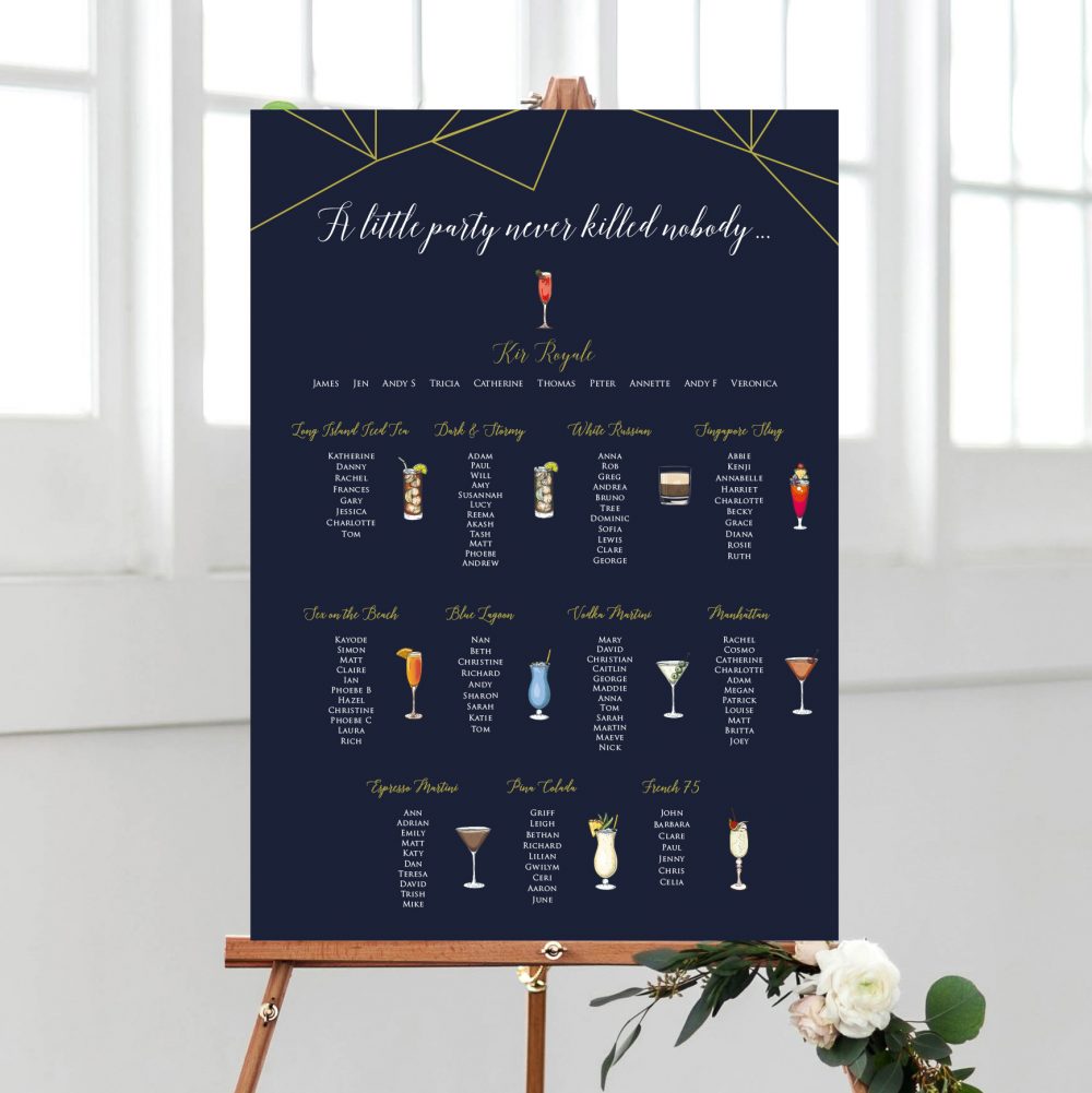 Modern Gold Table Plan - Designed by Rodo Creative in Manchester