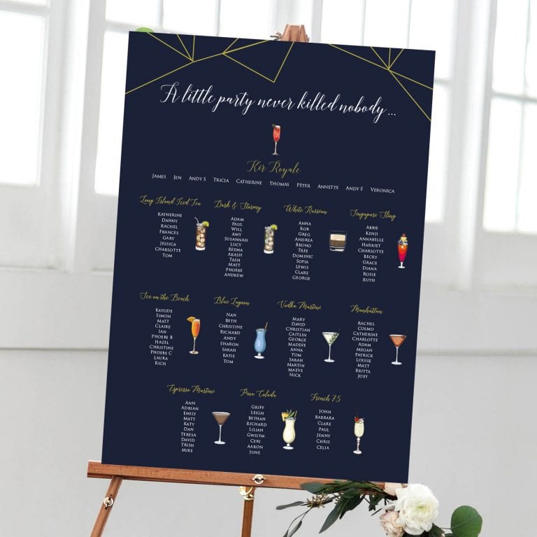 Cocktails Table plan for a Wedding or Special Occasion - By Rodo Creative