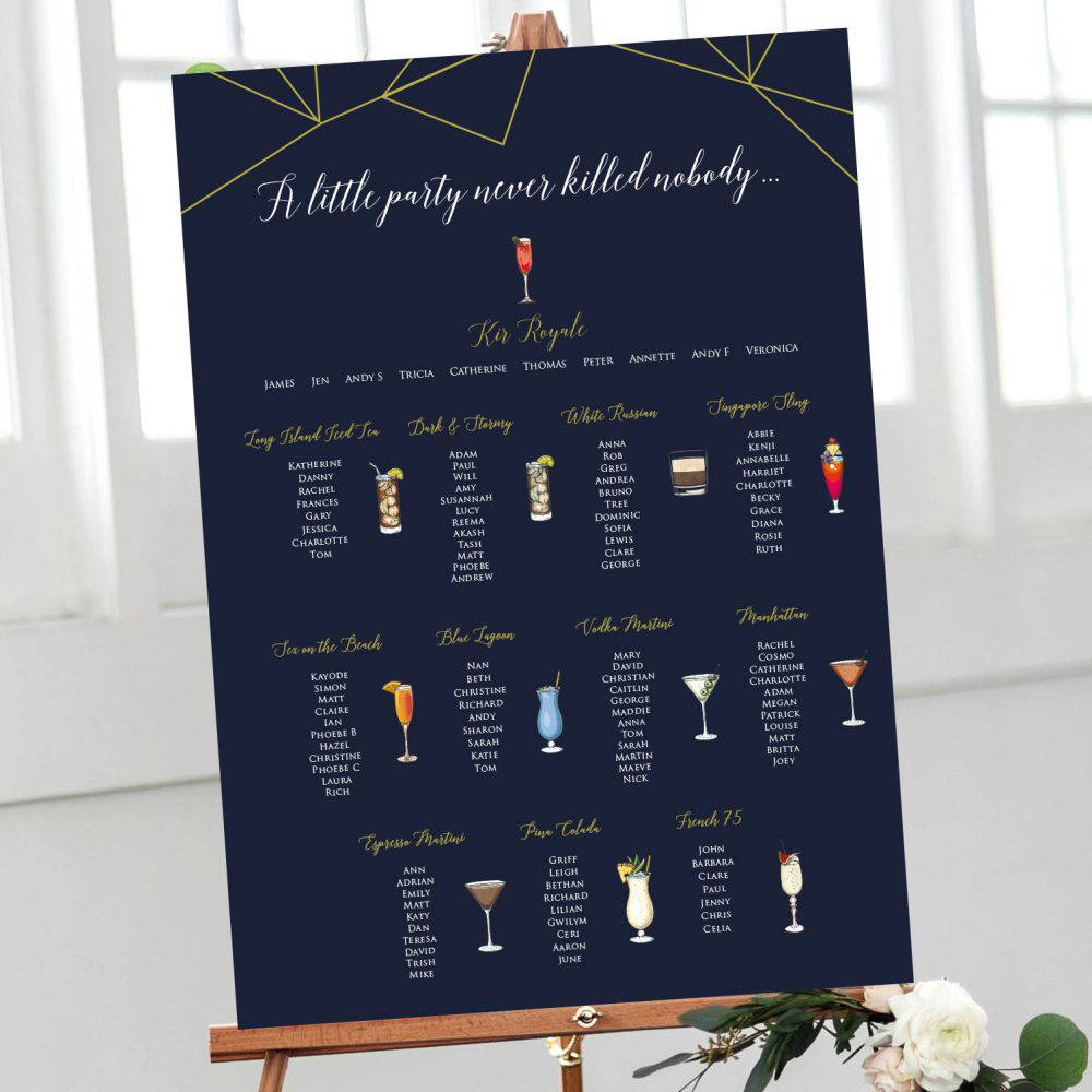 Cocktails Table plan for a Wedding or Special Occasion - By Rodo Creative
