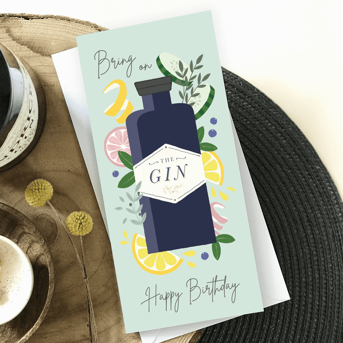 Illustrated Birthday Gin Card - Designed by Rodo Creative