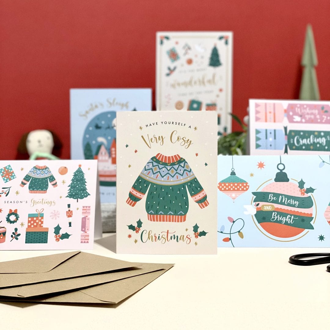 Set of Six Christmas Cards Recycled - Rodo Creative