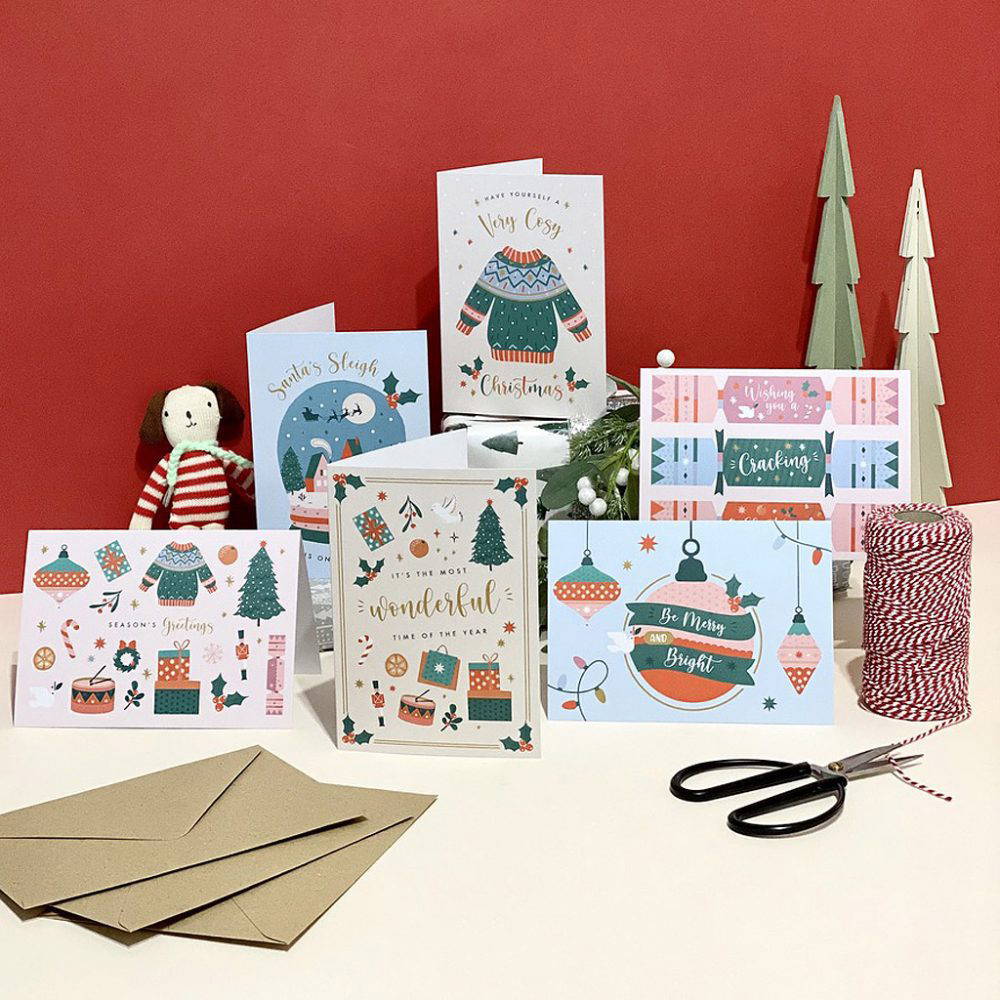 Set of Six Christmas Cards Recycled - Rodo Creative
