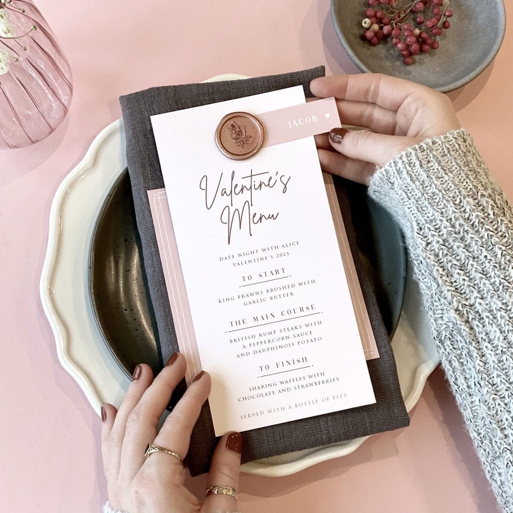 Let's Eat Menu with place card - Perfect for weddings with menu choices.